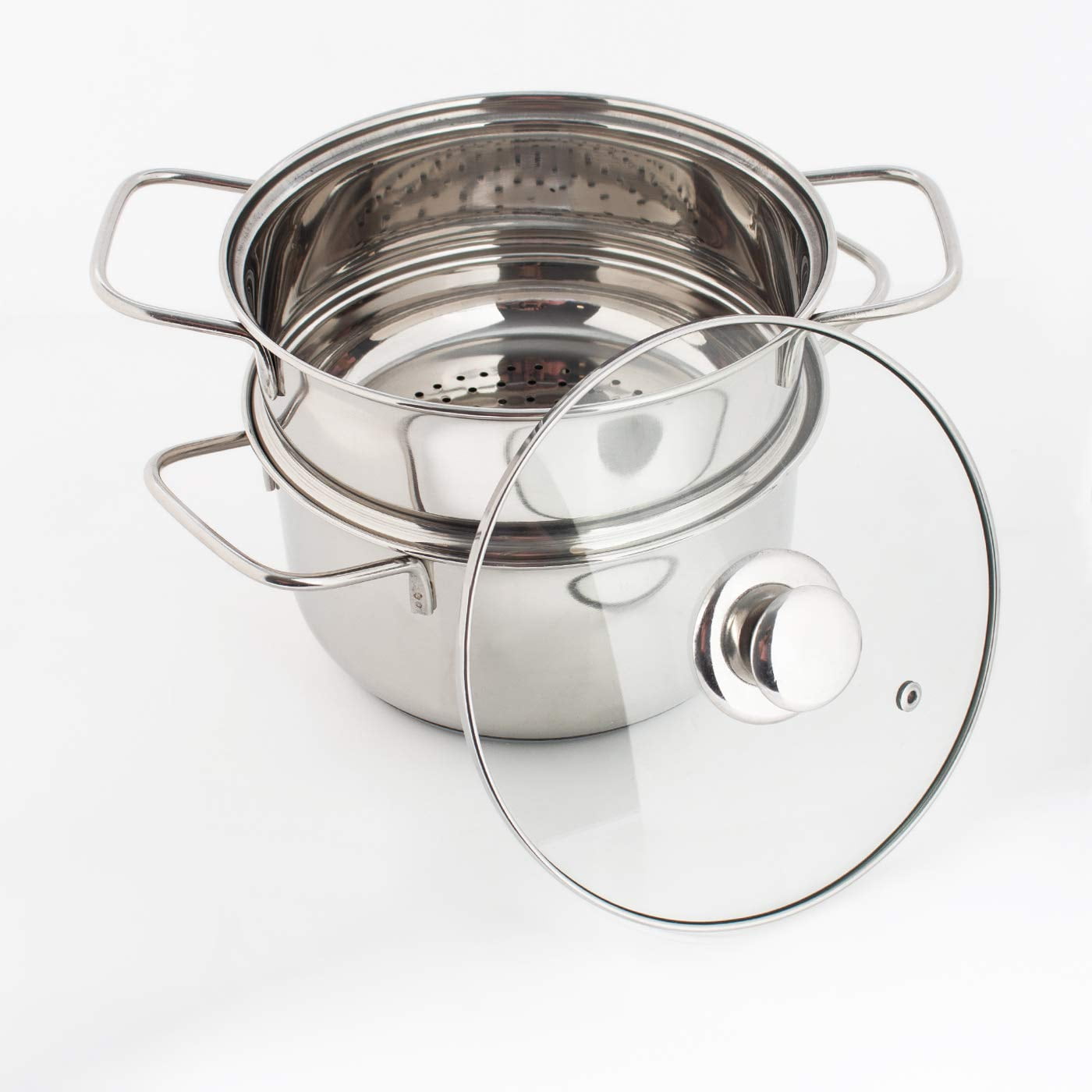 2 Tier Stainless Steel Momo Maker & Steamer With Glass Lid & Handle ...