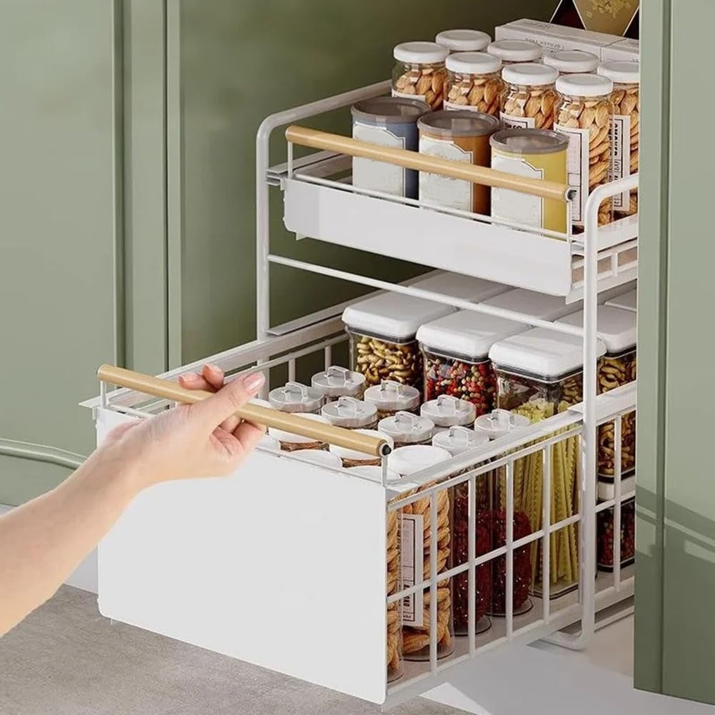 2-Tier Stainless Steel Pull Out Cabinet Organizer, Soft Close Damping ...