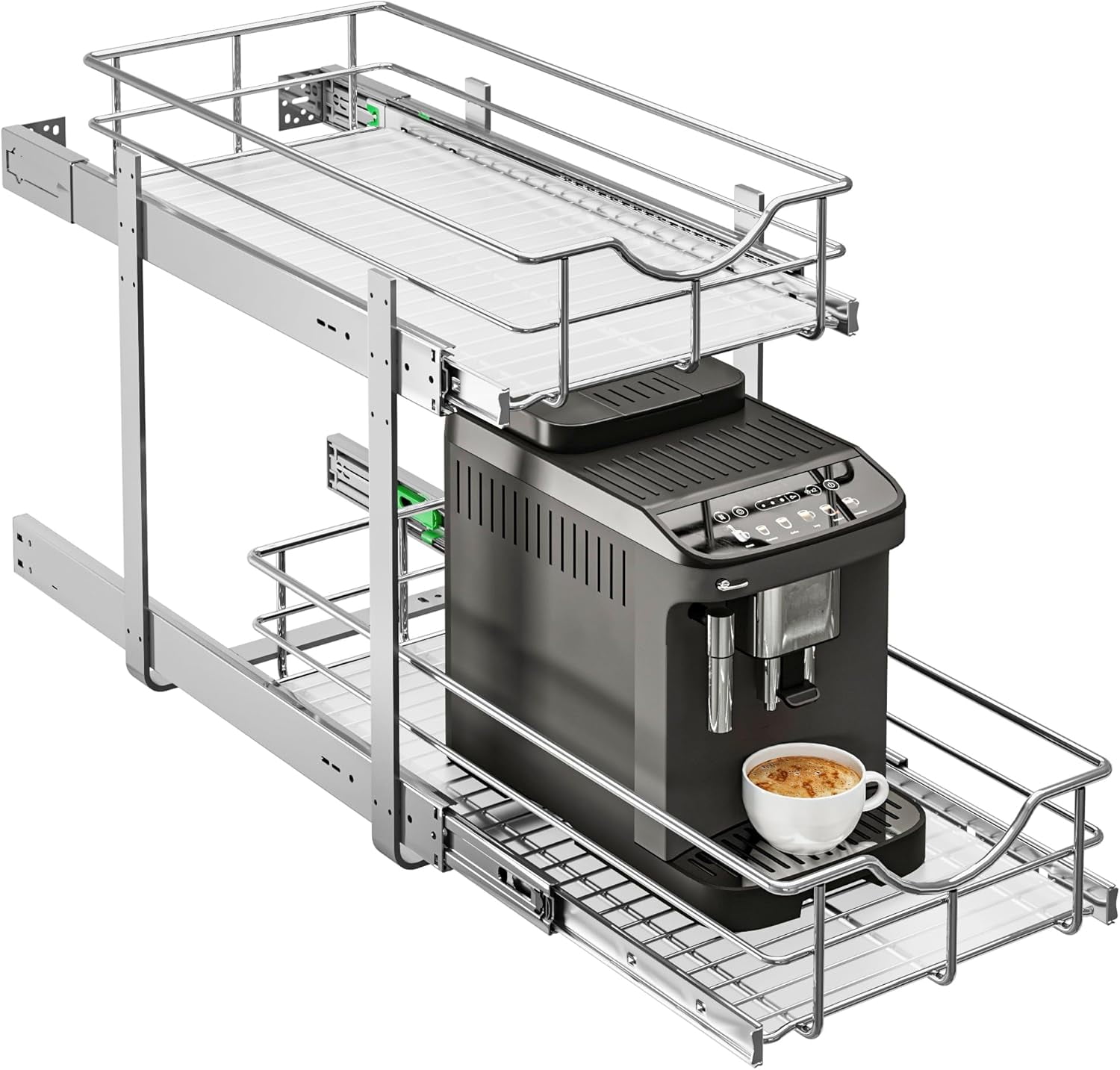 2-Tier Stainless Steel Pull Out Cabinet Organizer, Soft Close Damping ...