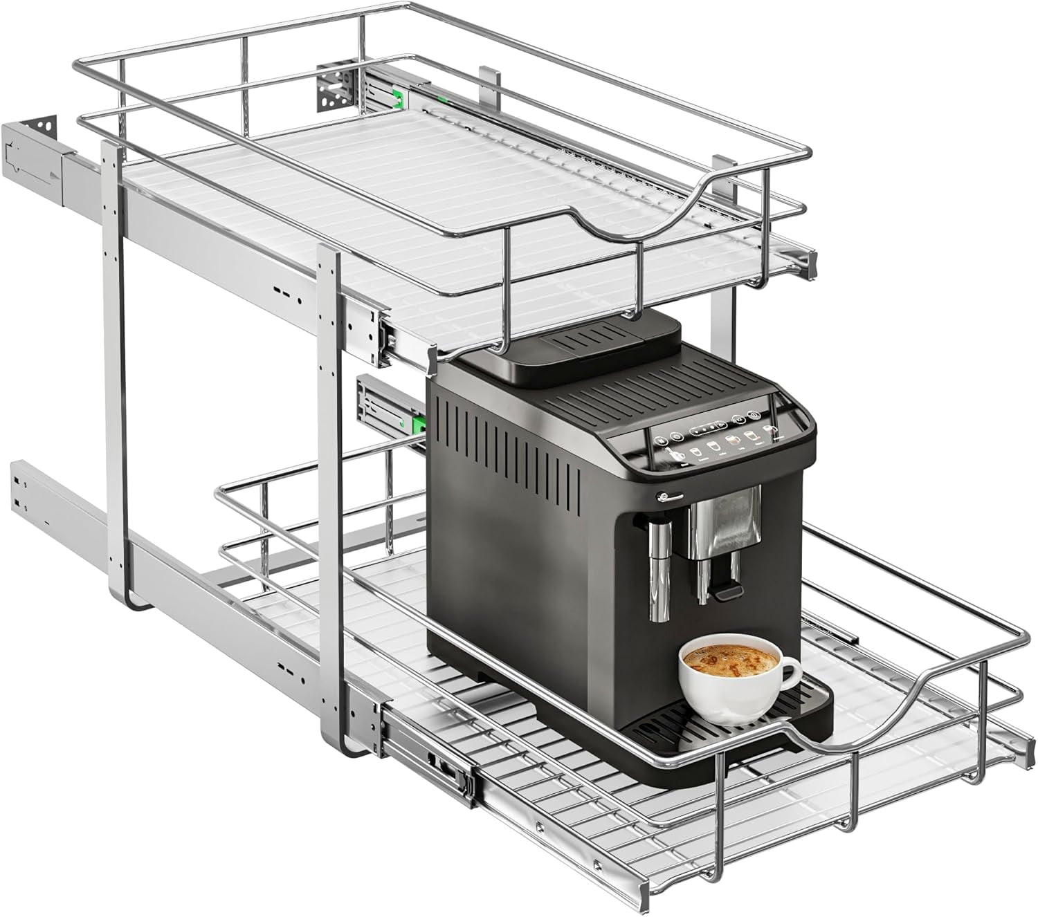 2-Tier Stainless Steel Pull Out Cabinet Organizer, Soft Close Damping ...