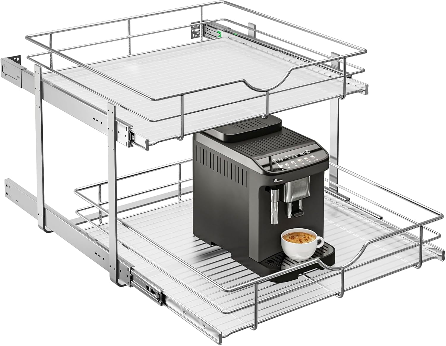 2-Tier Stainless Steel Pull Out Cabinet Organizer, Soft Close Damping ...