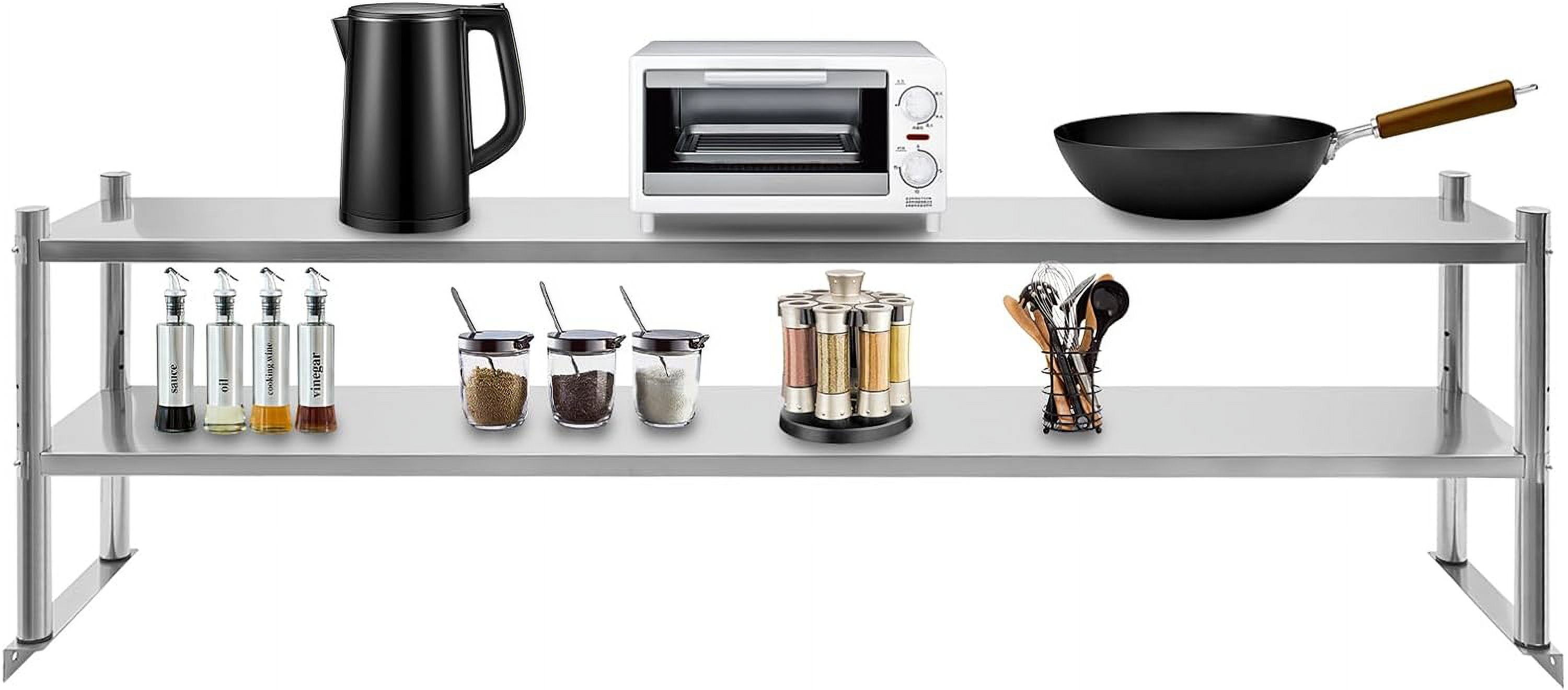 2 Tier Stainless Steel Table 12”x 71” Stainless Steel Overshelf Prep ...