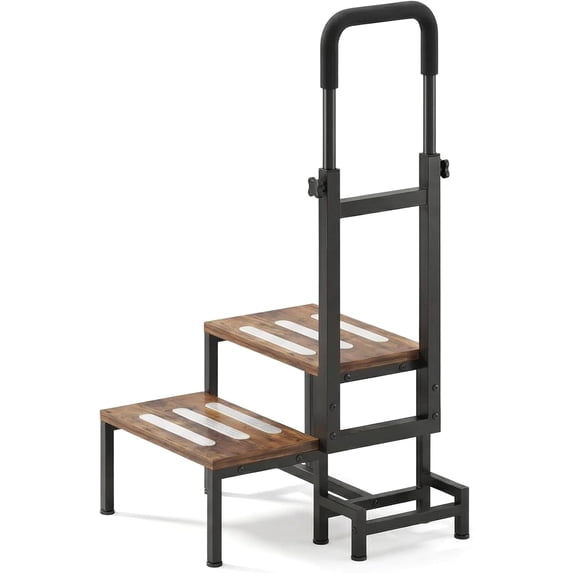 2-Tier Step Stool for Adults with Handles,Heavy Duty Bed Steps Elderly ...