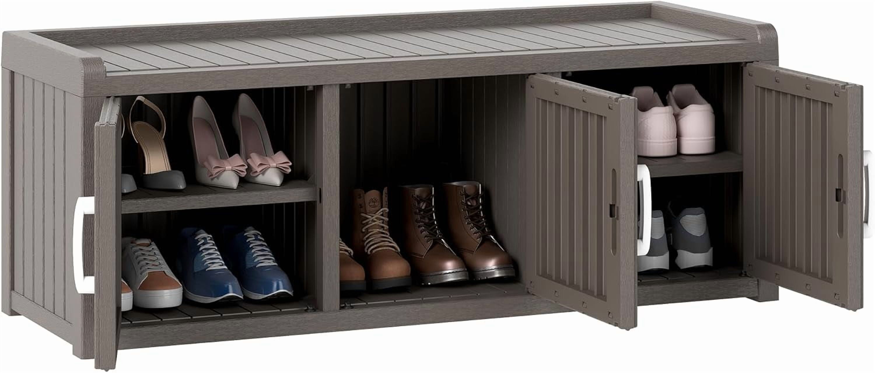 2-Tier Storage Bench, Waterproof UV-Resistant Outdoor Shoe Storage ...