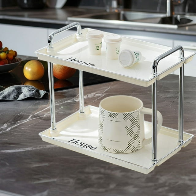 2-Tier Storage Rack,Bathroom Trays Organizers Countertop Tray Desktop ...