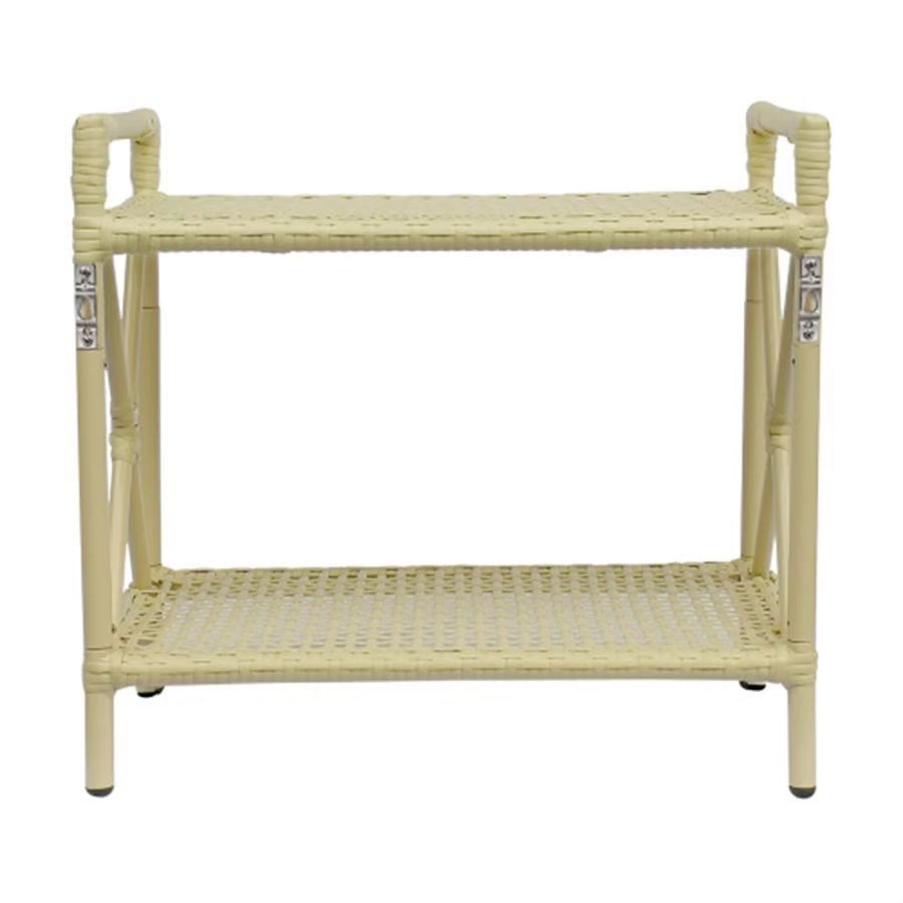 2-Tier Storage Shelf with Handmade Wicker Design, Narrow Display Rack ...