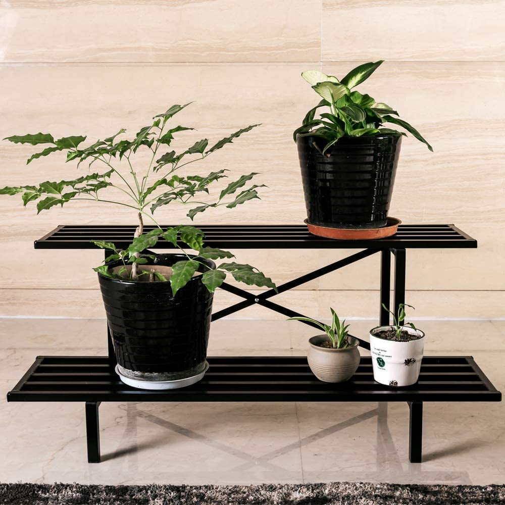 2 Tier Sturdy Metal Plant Stand Heavy Duty Plant Holder for Home Indoor ...