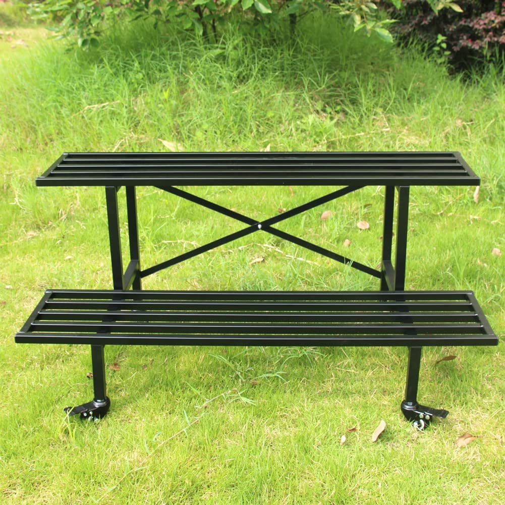 2 Tier Sturdy Metal Plant Stand with Wheels Heavy Duty Plant Holder for ...