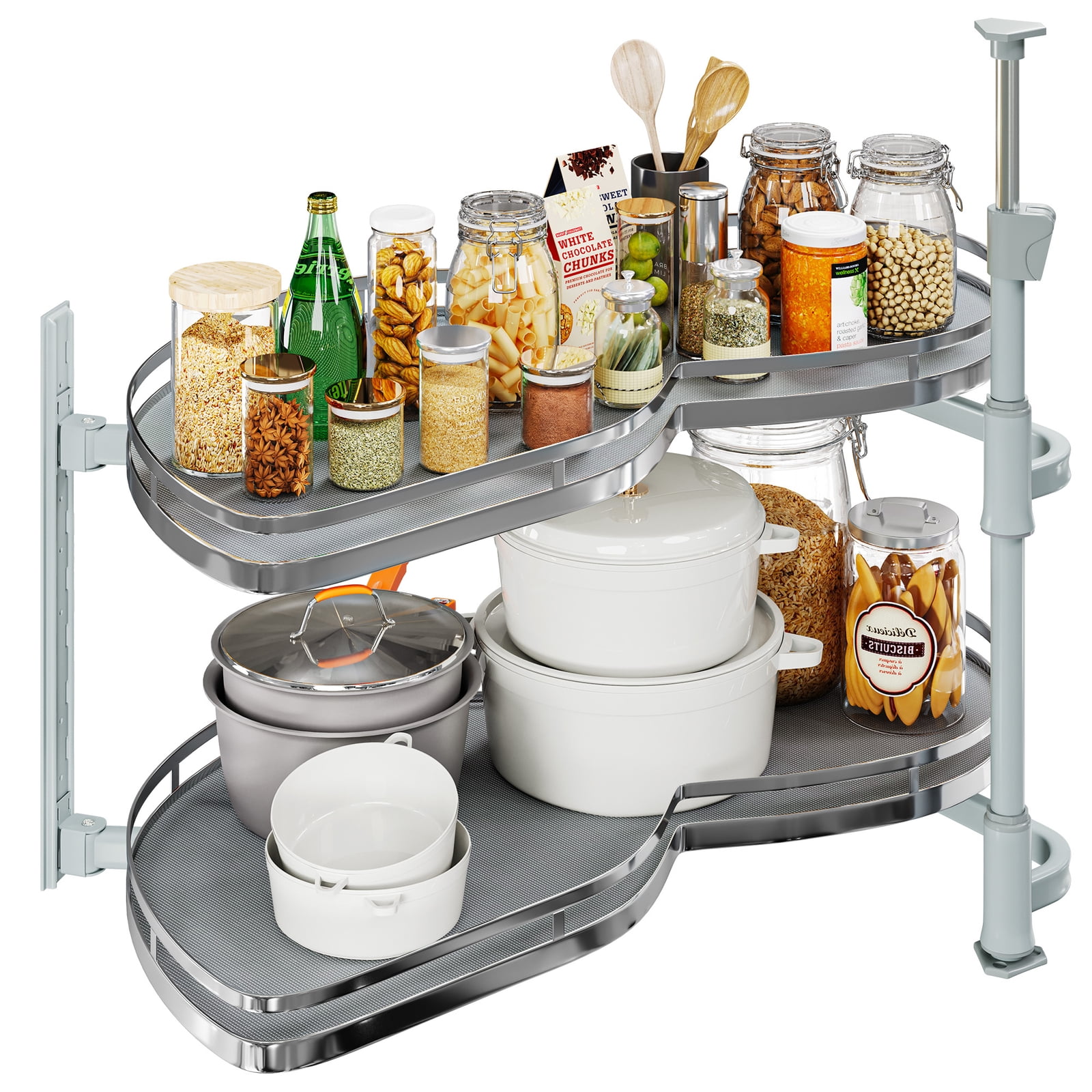 2 Tier Swing Tray Left Blind Corner Kitchen Cabinet Pull Out Organizer ...
