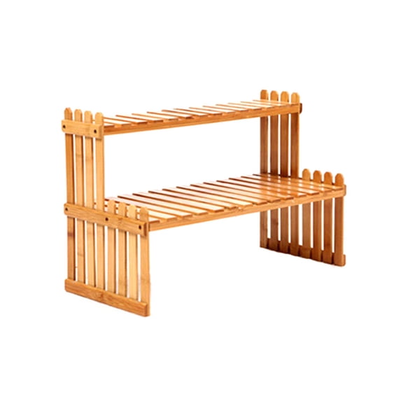 2 Tier Tabletop Storage Rack Wooden Display Stand Plant Shelves Bonsai ...