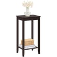2-Tier Tall End Table with Storage Shelf and Solid Wood Legs, Sofa Side ...