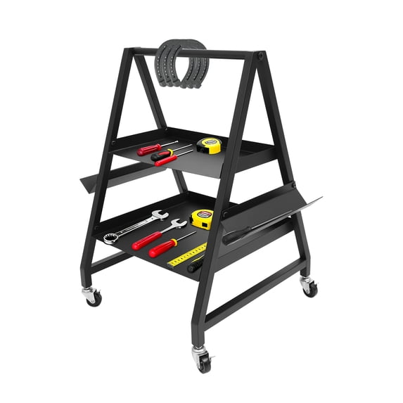 2-Tier Tool Cart Stable Horseshoeing Box with Wheels Flexible Lockable ...