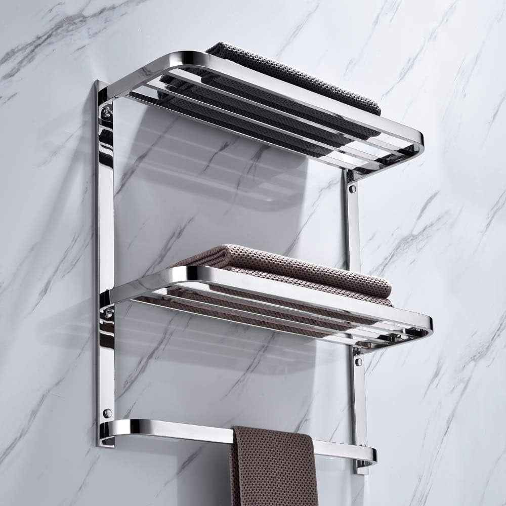2-Tier Towel Rack Floating Shelf with Towel Bar, 24-Inch W x 8.75-Inch ...