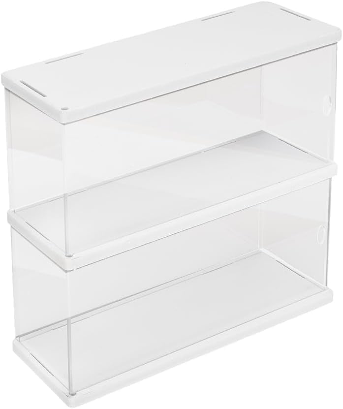 2-Tier Transparent Display Case Acrylic Display Risers Stand with Door ...