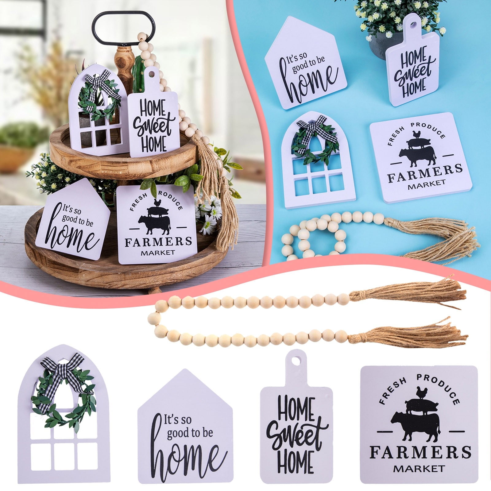 2 Tier Tray Metal Kitchen Centerpiece Small Two Tie Tray Small ...