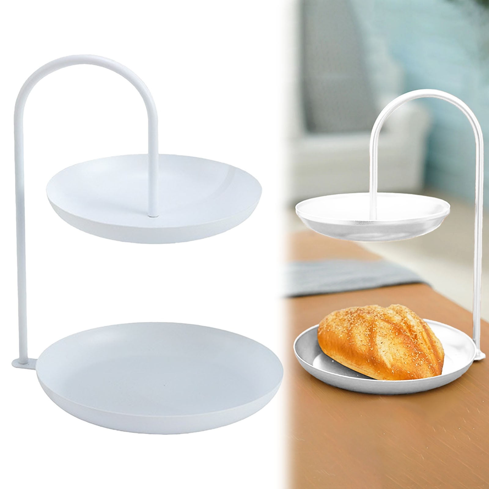 2 Tier Tray Tiered Tray Stand Tabletop Organizer Tower with Round ...