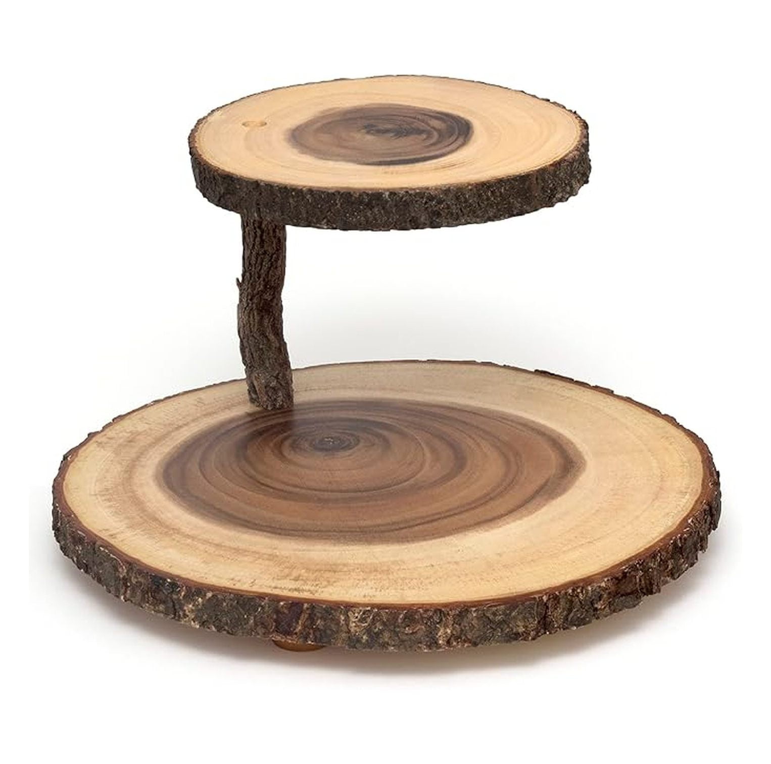 2-Tier Tree Server for Cheese, Crackers & Meats - 14" Rustic Wood ...