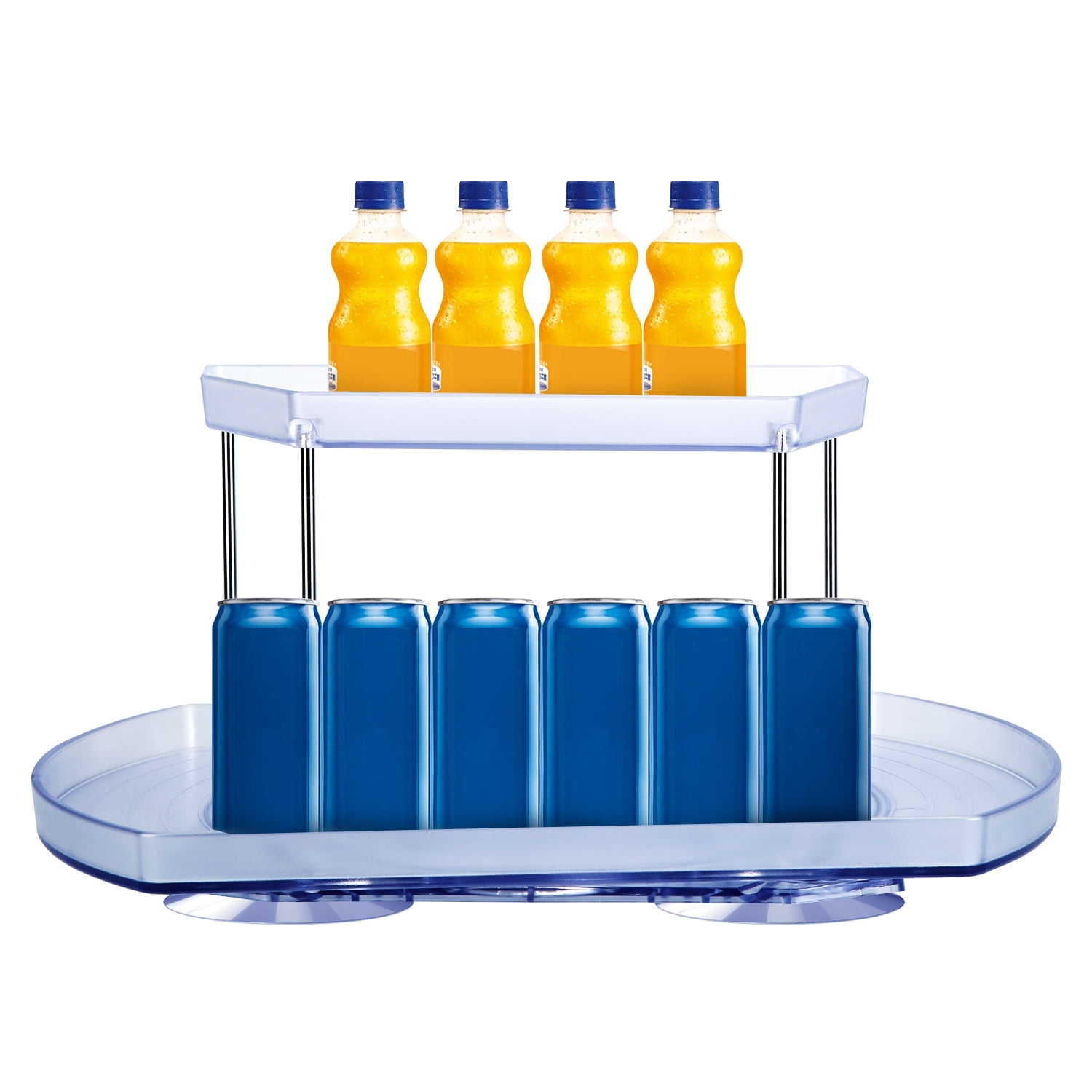 2 Tier Turntable Organizer for Refrigerator TeqHome 360° Rotate Fridge ...