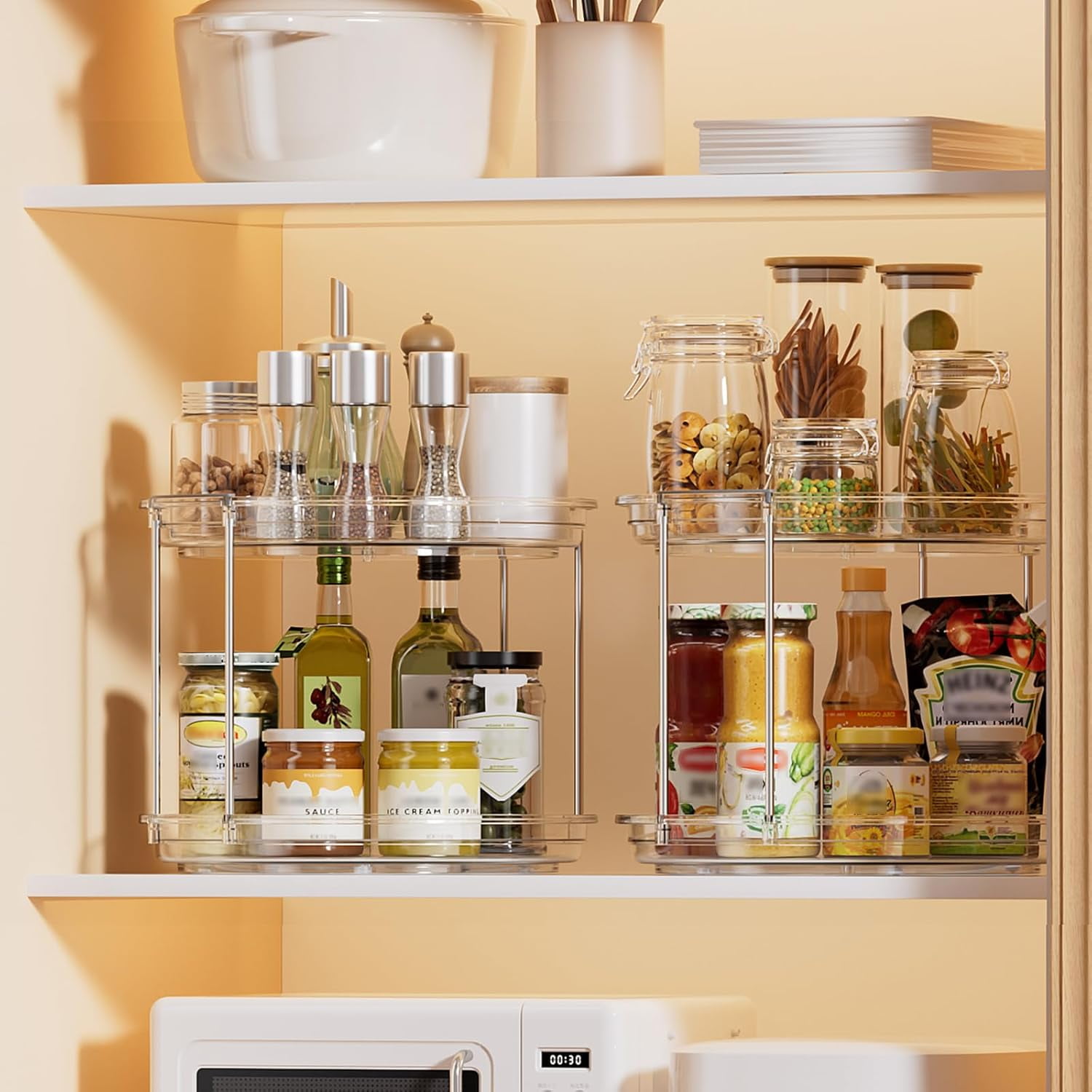 2-Tier Turntable Organizer, Rotating Spice Rack for Cabinets, Kitchens ...