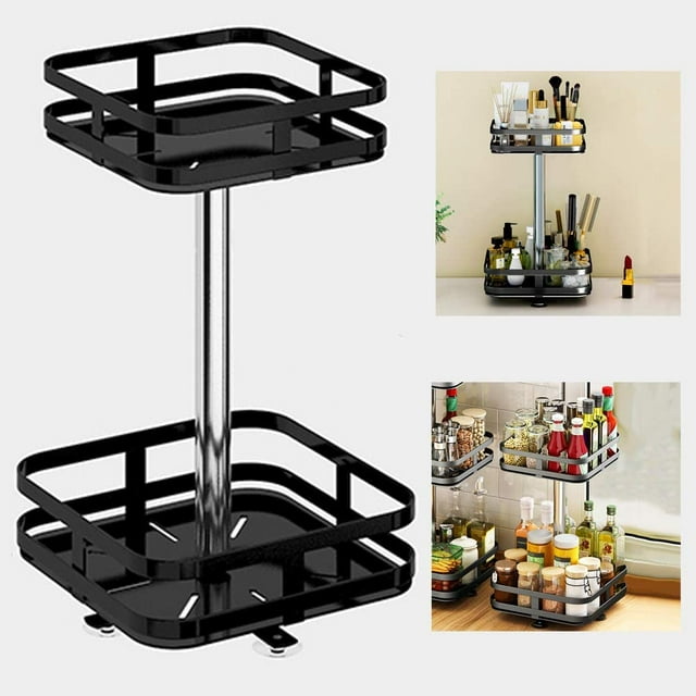 2 Tier Lazy Susan Stainless Steel Spice Rack, 360 Degree Rotating, 24 ...