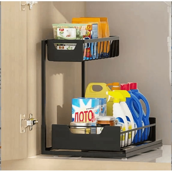 2 - Tier Under Sink Organizer, Pull Out Kitchen Cabinet Storage Rack ...