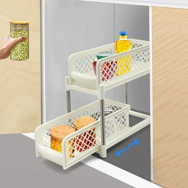 2 Tier Pull Out Organizer Shelf Sliding Drawer Storage for Kitchen ...