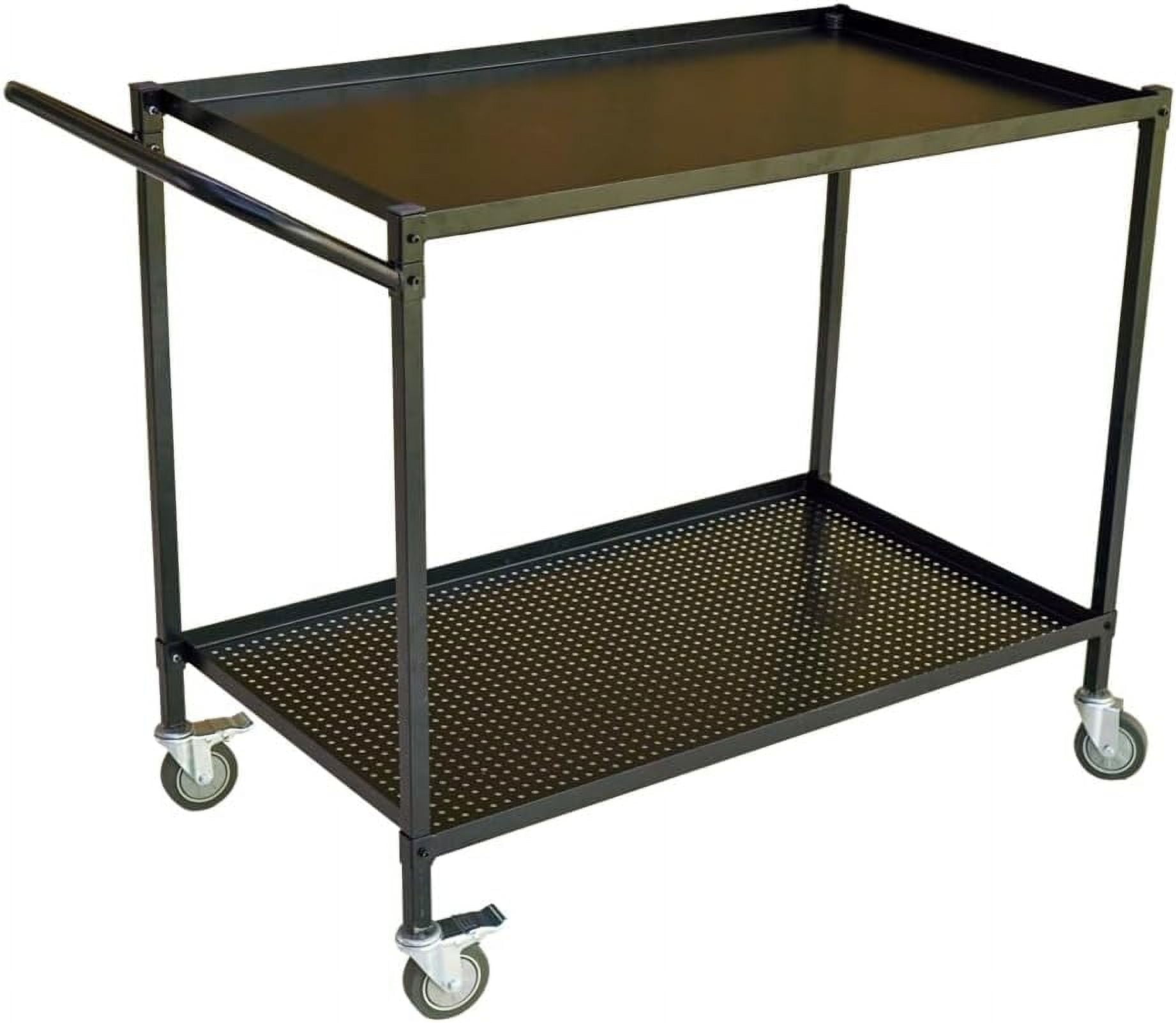 2-Tier Utility Cart, Heavy Duty Commercial Grade Rolling Cart with ...