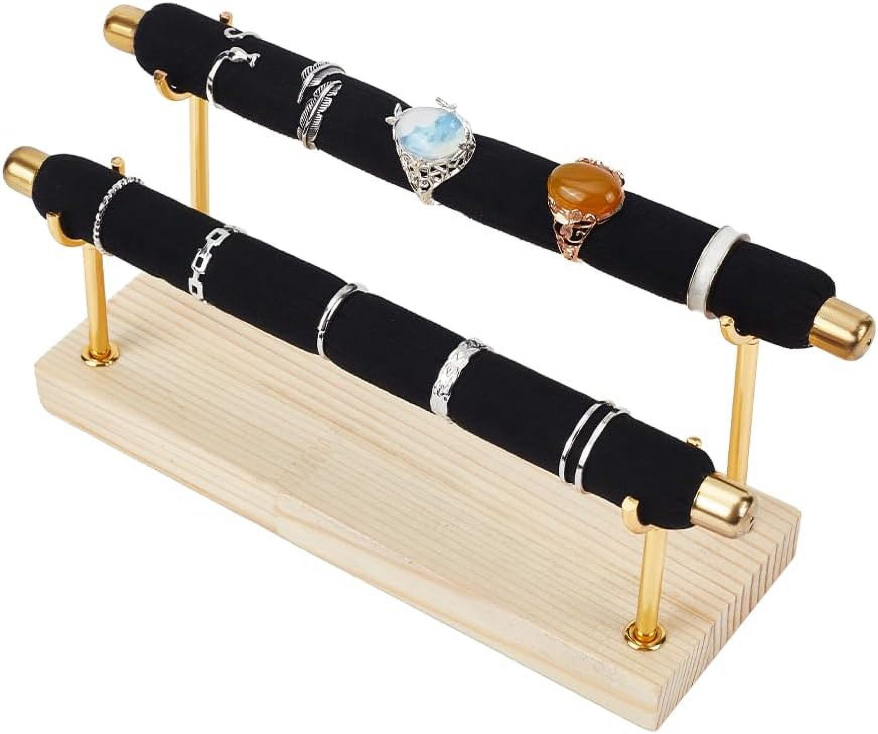 2-Tier Velvet Bar Ring Display Stand Multi-Layer Ring Storage Shelf ...