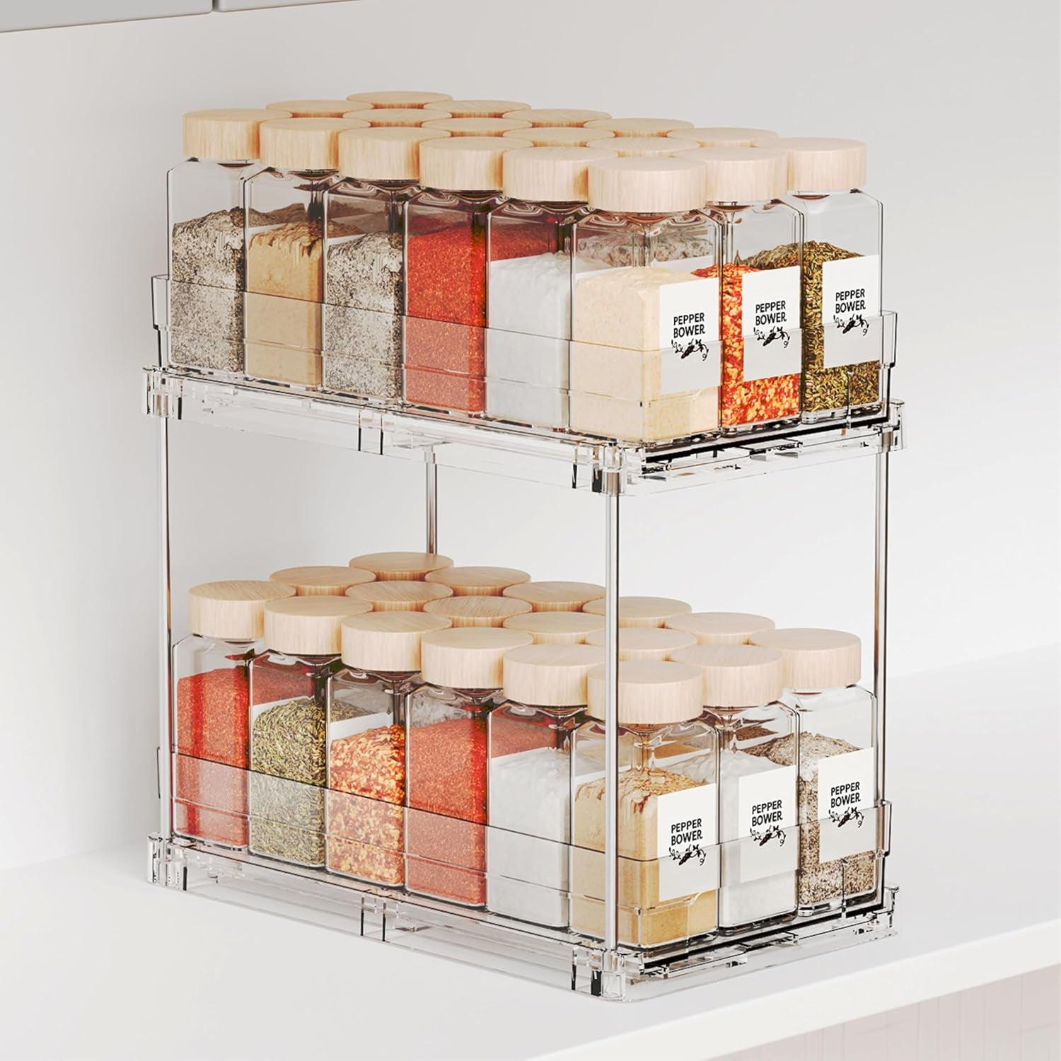 2 Tier Vertical Pull Out 10.4'' Deep Narrow Slide Out Organizer for ...
