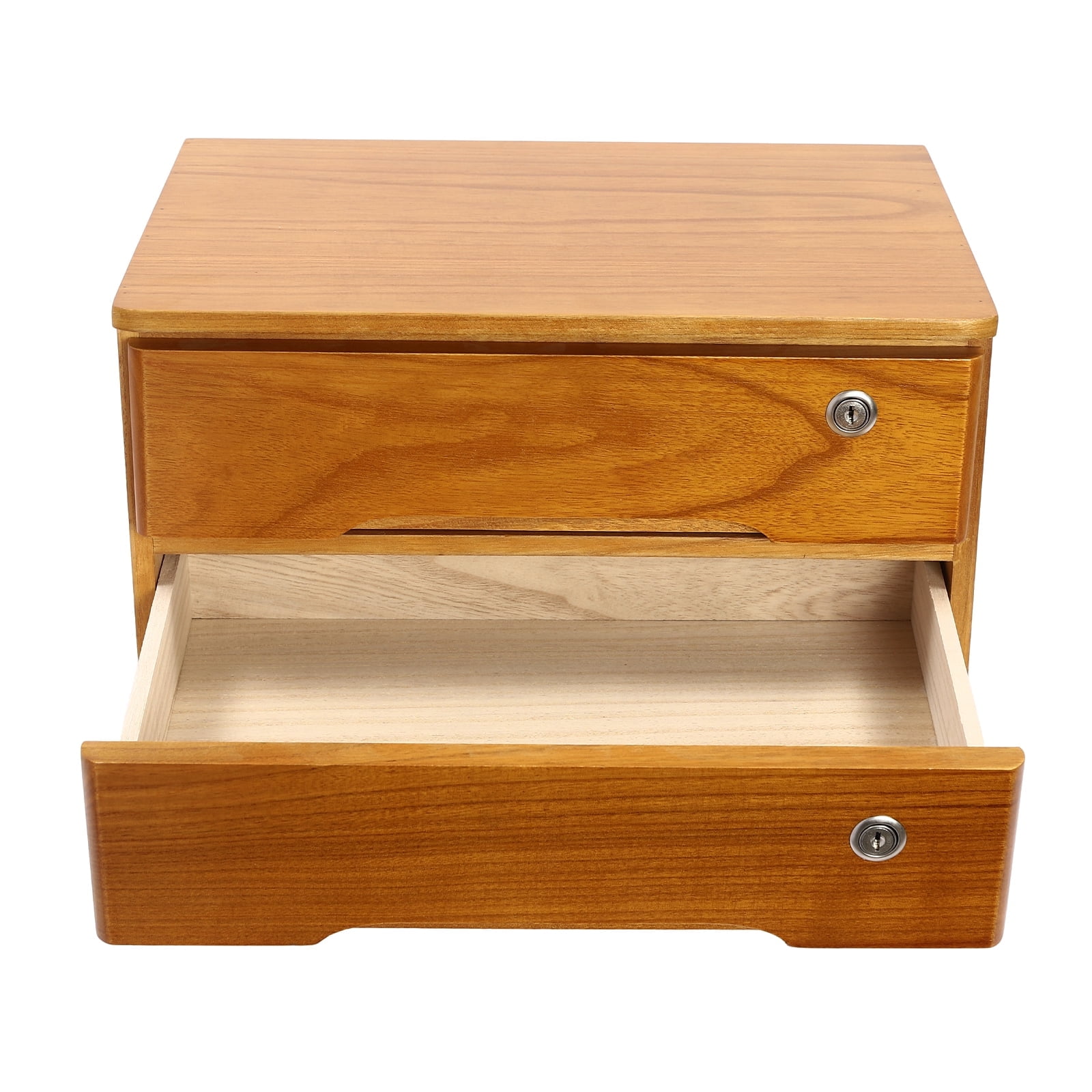 2 Tier Vintage Desk Organizer with 2 Drawers, Wooden Desktop Storage ...