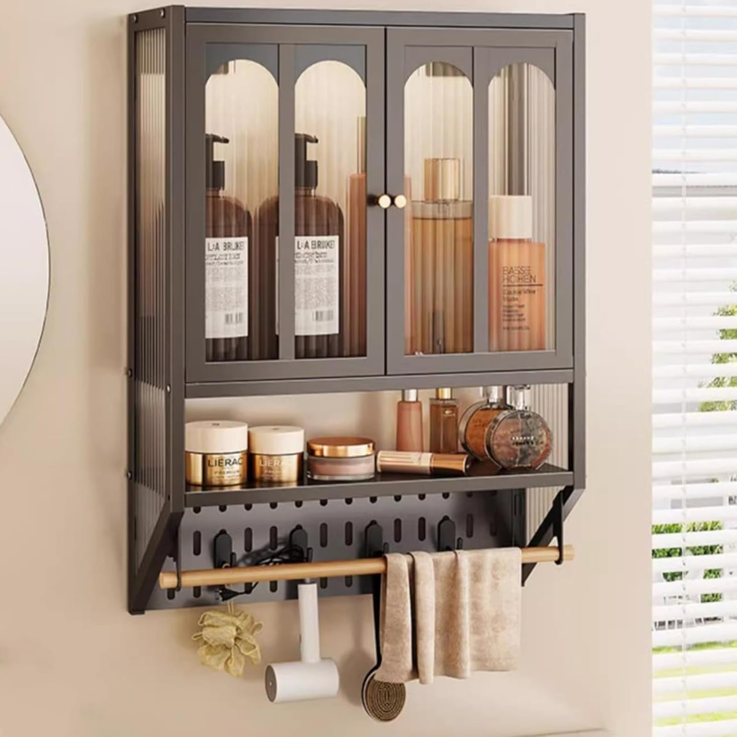 2-Tier Wall Mounted Storage Cabinet,Double Door Wall Cabinet with 4 ...