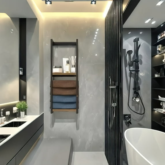 2-Tier Wall-Mounted Towel Rack, Space-Saving Storage Rack for Bathrooms ...