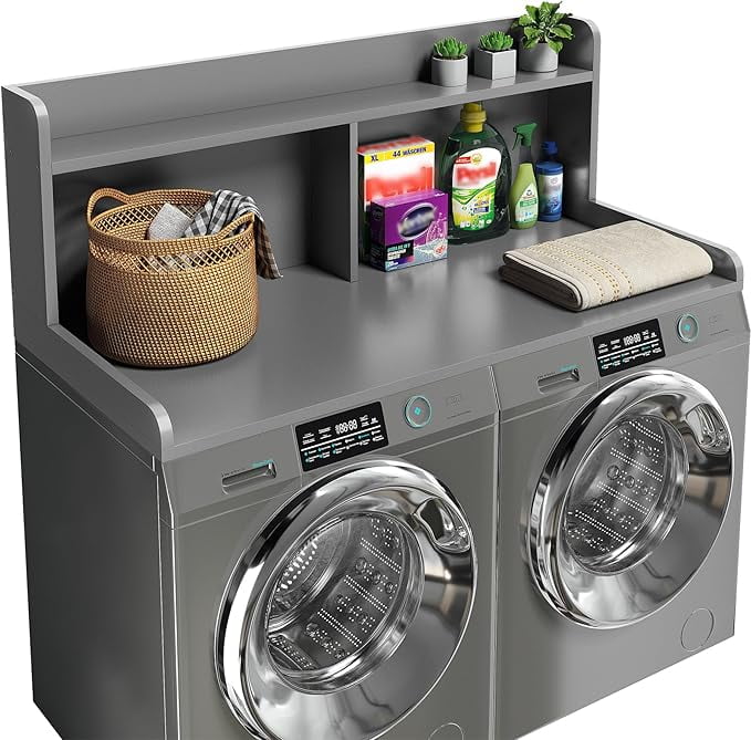 2-Tier Washer Dryer Countertop, Raised Height Laundry Countertop with ...