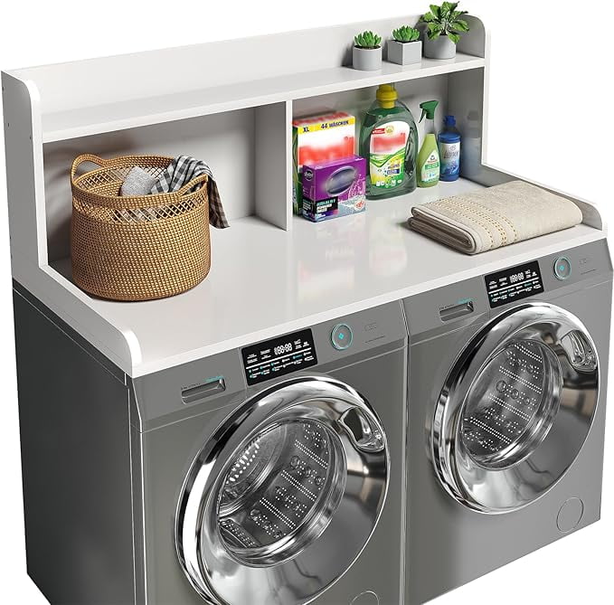 2-Tier Washer Dryer Countertop, Raised Height Laundry Countertop with ...