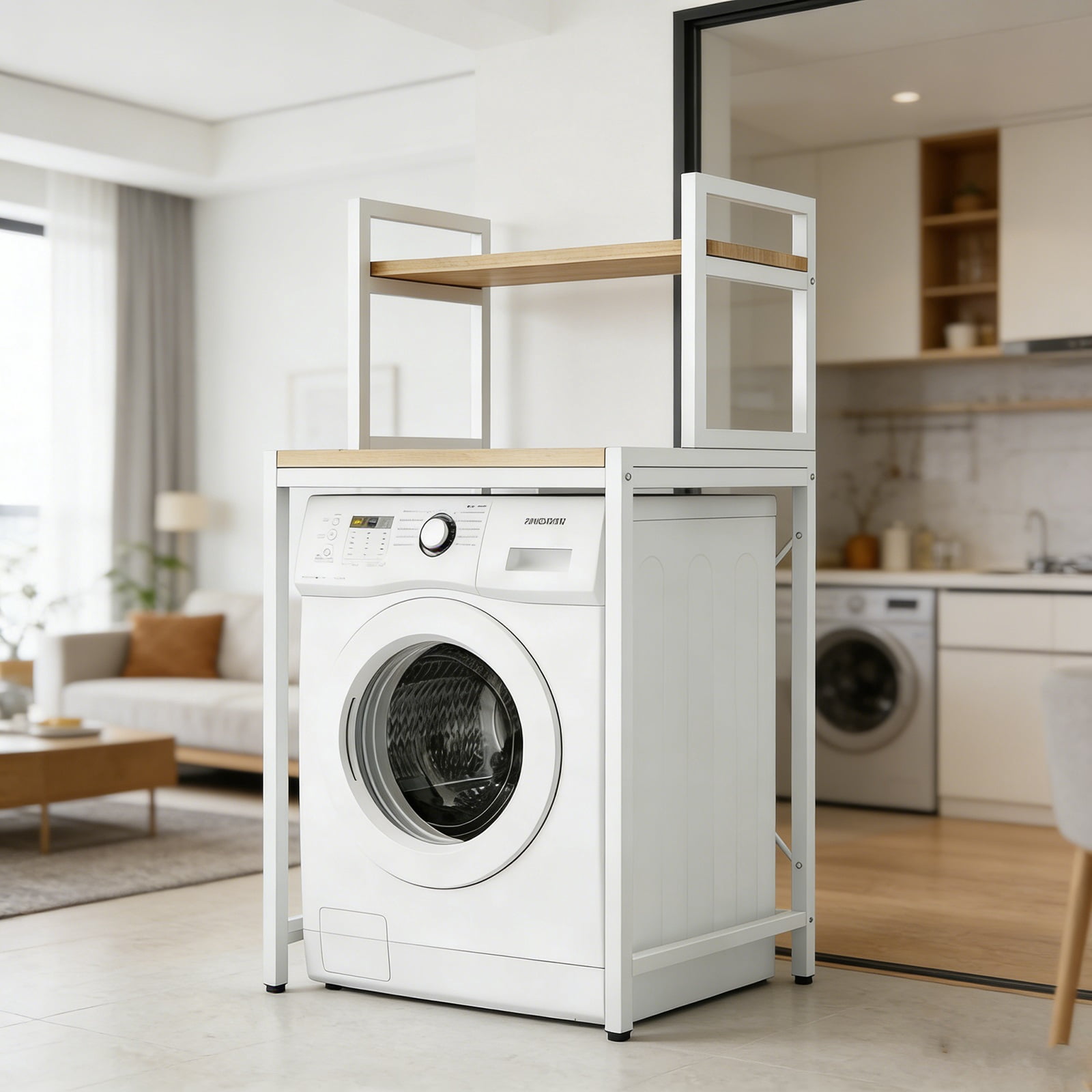 2-Tier Over Washer Storage Shelf, Freestanding Over Laundry Storage ...