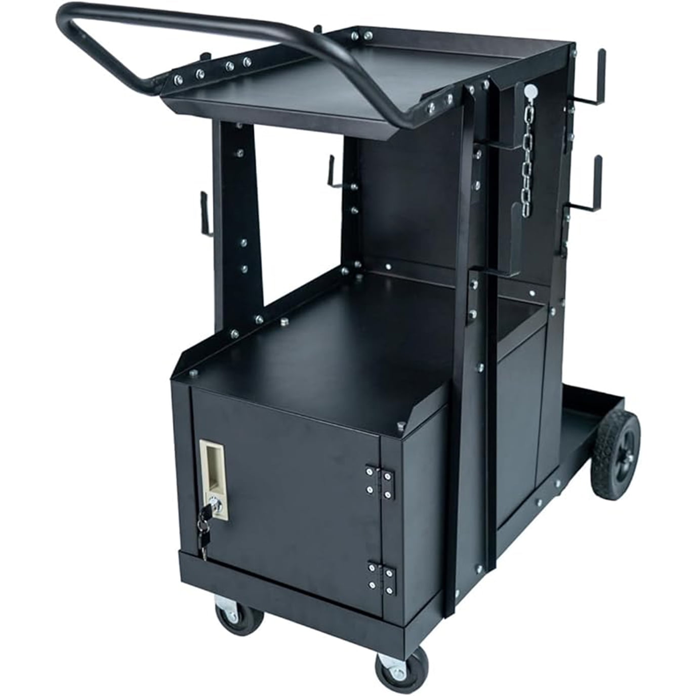 2-Tier Welding Cart with Locking Cabinet for TIG MIG Welder and Plasma ...
