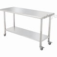 2-Tier Wheeled Stainless Steel Work Table, Detachable Garbage Rack Food ...