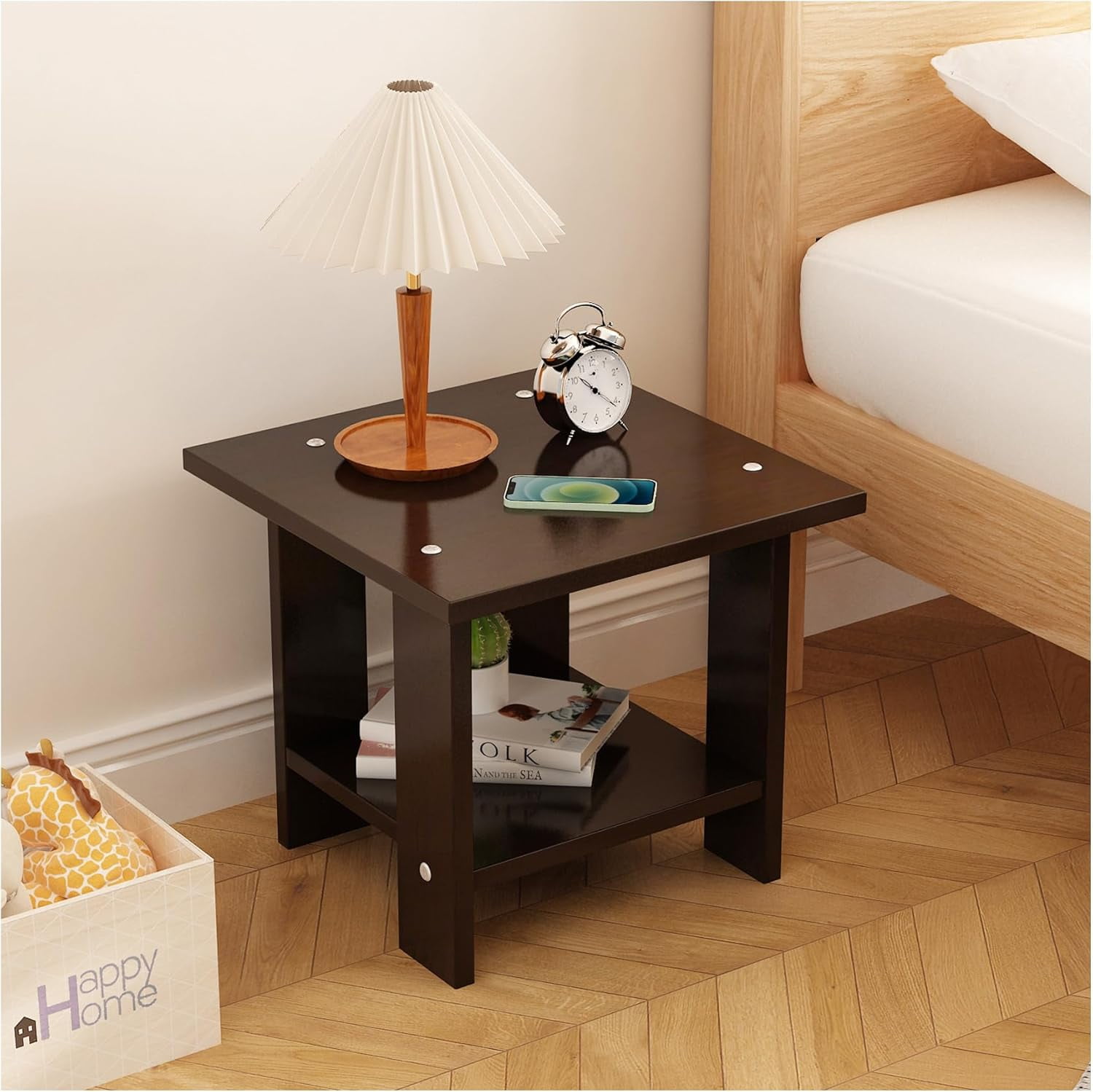 2 Tier Walnut End Table, Sofa Side Table, Suitable for Small Space ...
