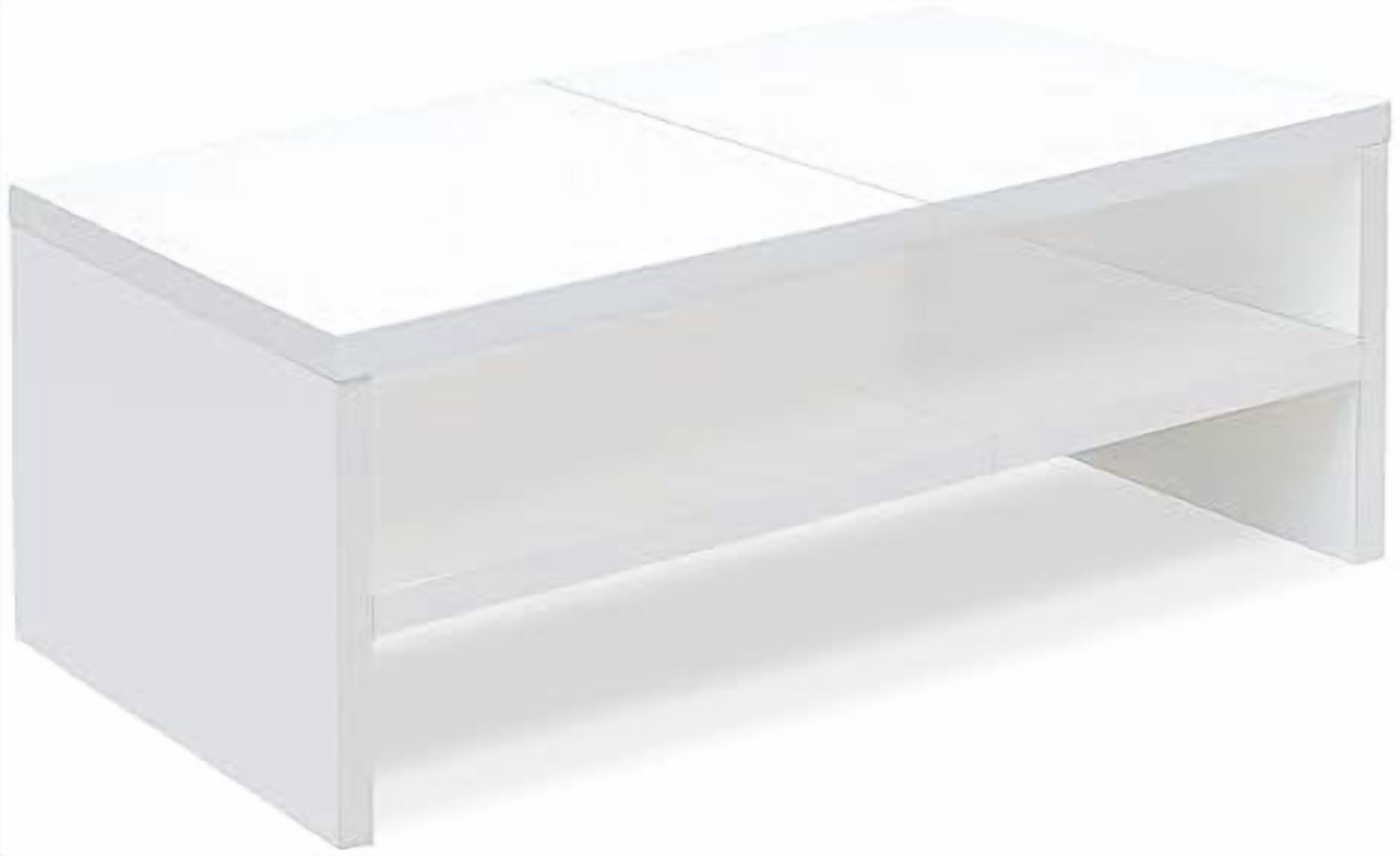 2 Tier White Monitor Riser Stand, Wood Desktop Stand with storage for ...