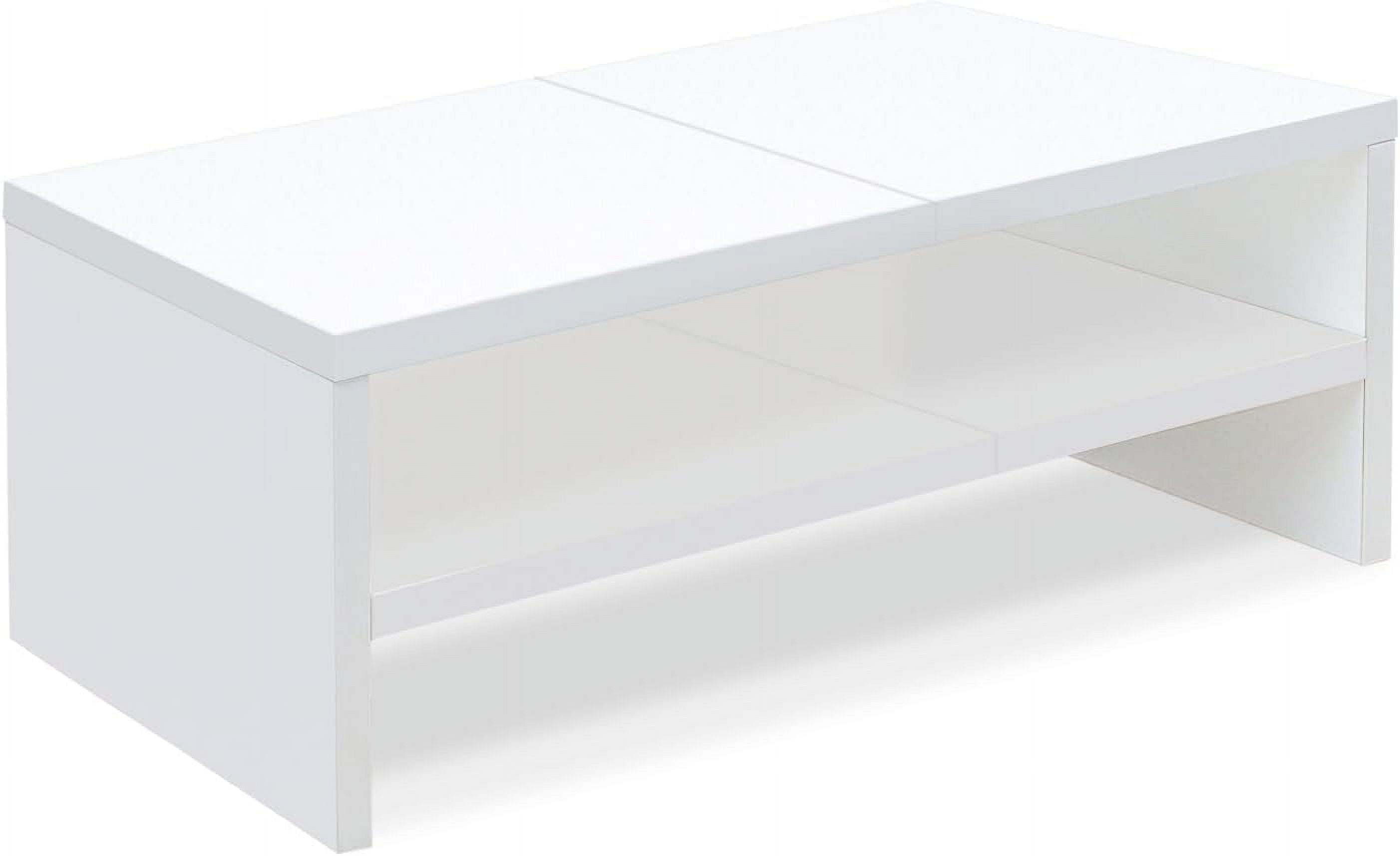 2 Tier White Monitor Riser Stand, Wood Desktop Stand with storage for ...