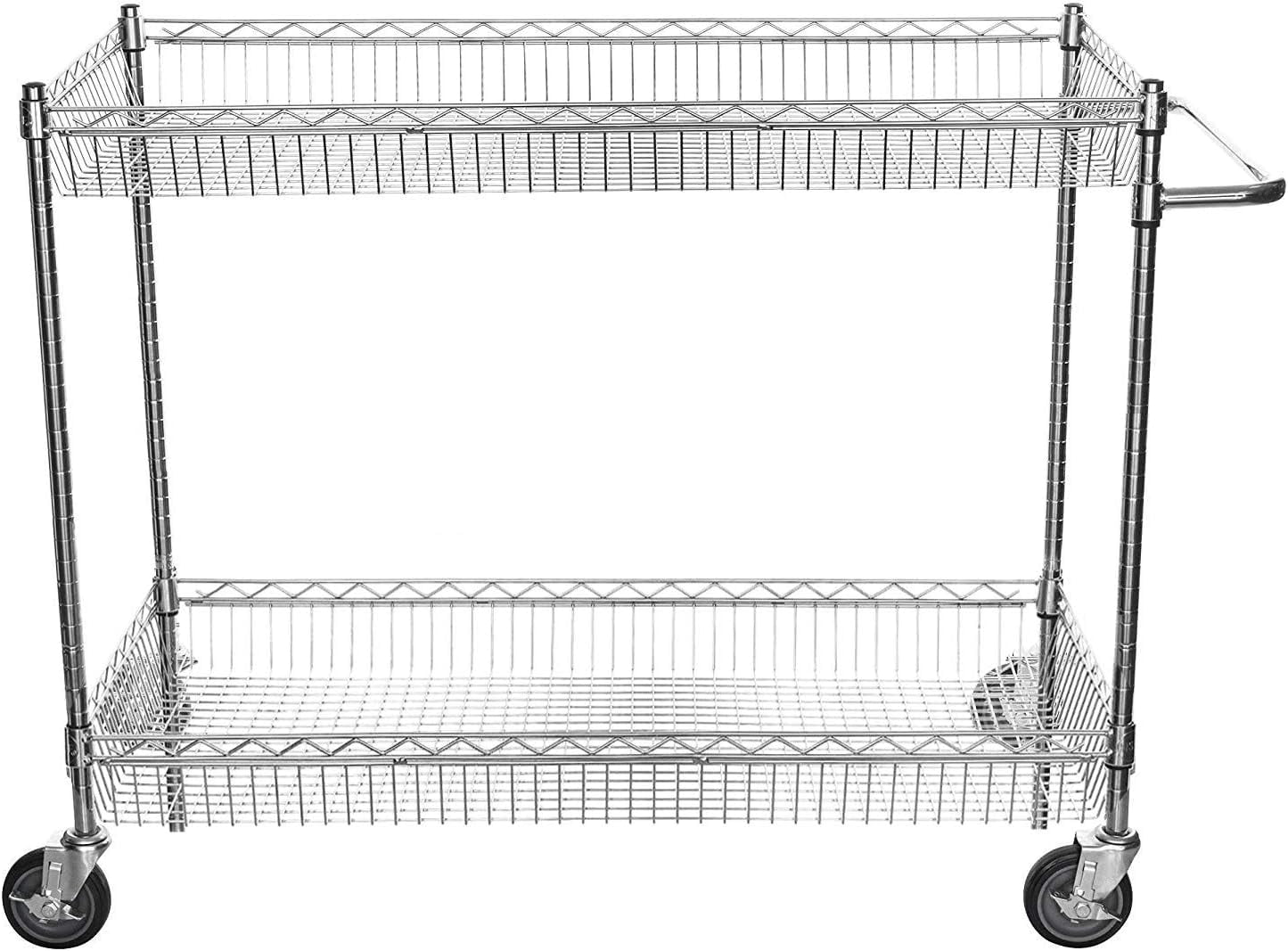 2 Tier Wire Basket Push Cart - Black - 18" Deep x 24" Wide x 36" High ...