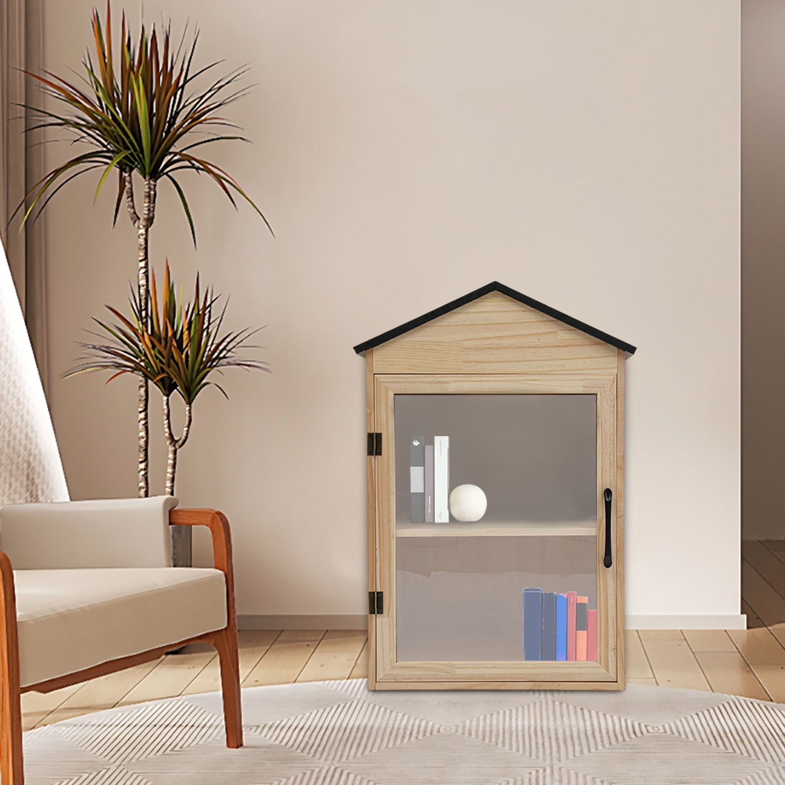 2-Tier Wooden Book Sharing Cabinet with Clear Acrylic Window, Little ...