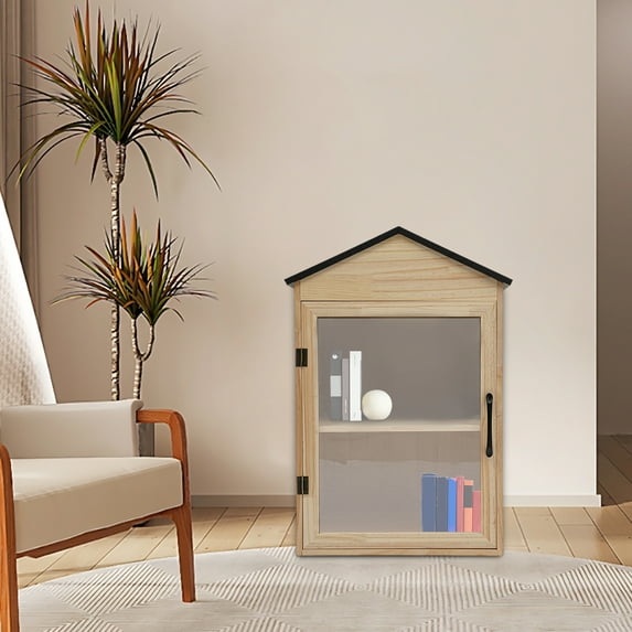 2-Tier Wooden Book Sharing Cabinet with Clear Acrylic Window, Little ...