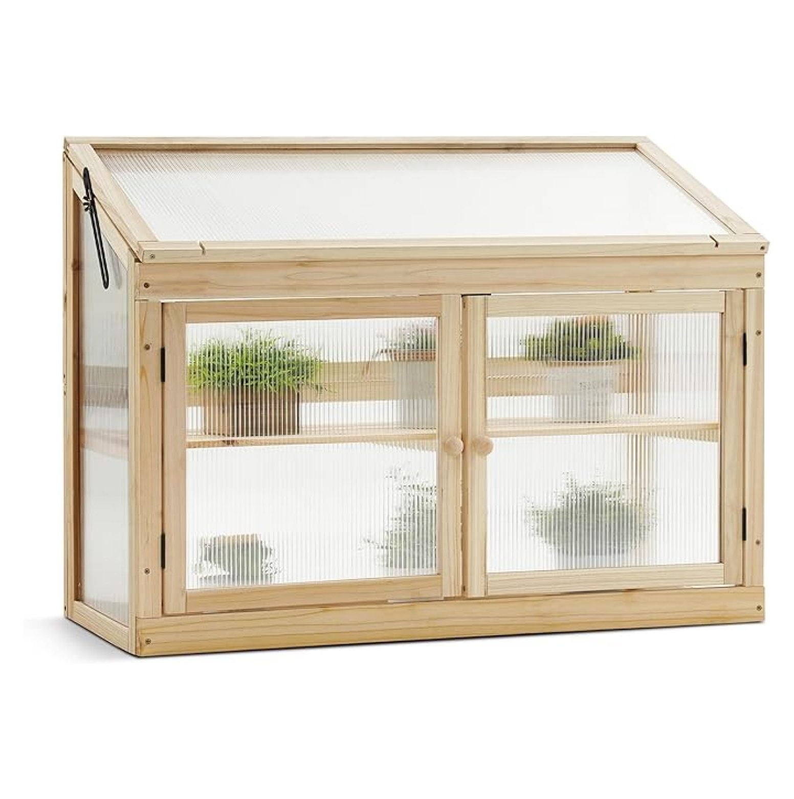 2-Tier Wooden Cold Frame Garden Greenhouse Raised Flower Planter Shelf ...
