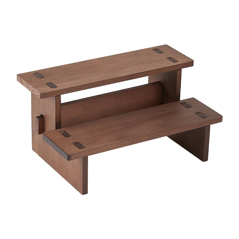 2 Tier Wooden Display Risers Stand Display Shelves Rectangle Wood Table ...