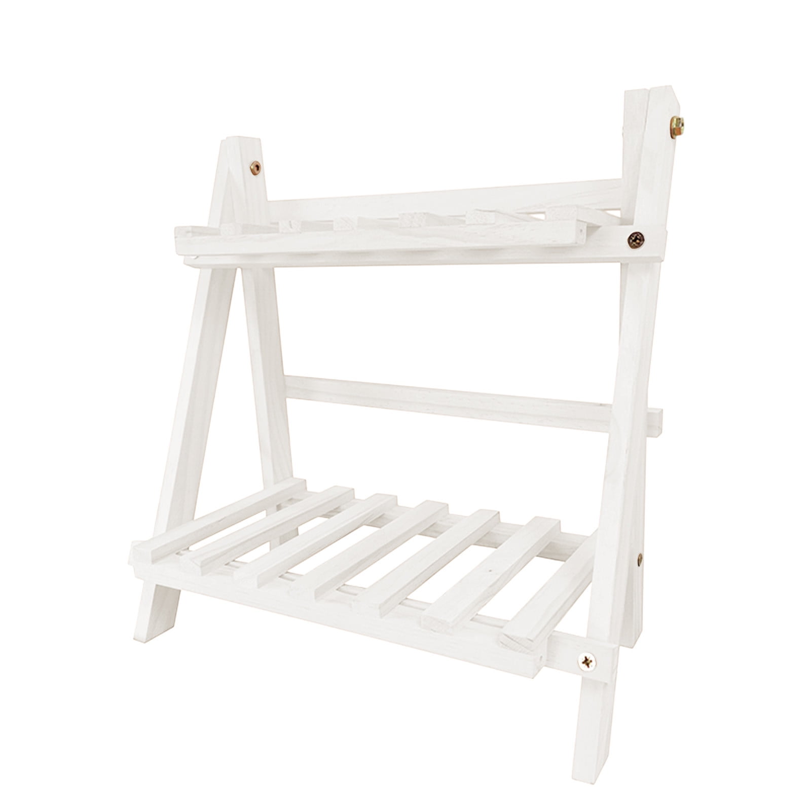 2 Tier Wooden Folding Storage Rack Ladder Plant Stand Seasoning Racks ...