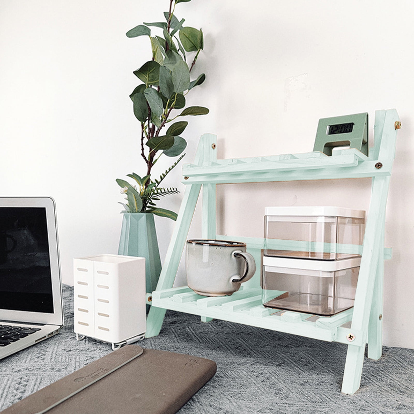 2 Tier Wooden Folding Storage Rack, New Balcony Flower Rack, Ladder ...