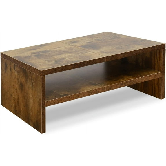 2 Tier Wooden Monitor Riser Stand, Desktop Shelf with Storage for ...