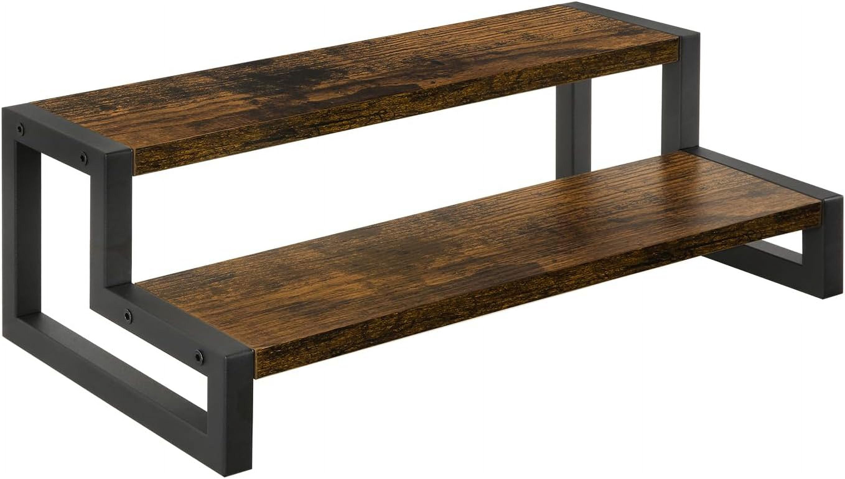2 Tier Wooden Spice Rack Organizer Kitchen Counter Shelf Tiered Display ...