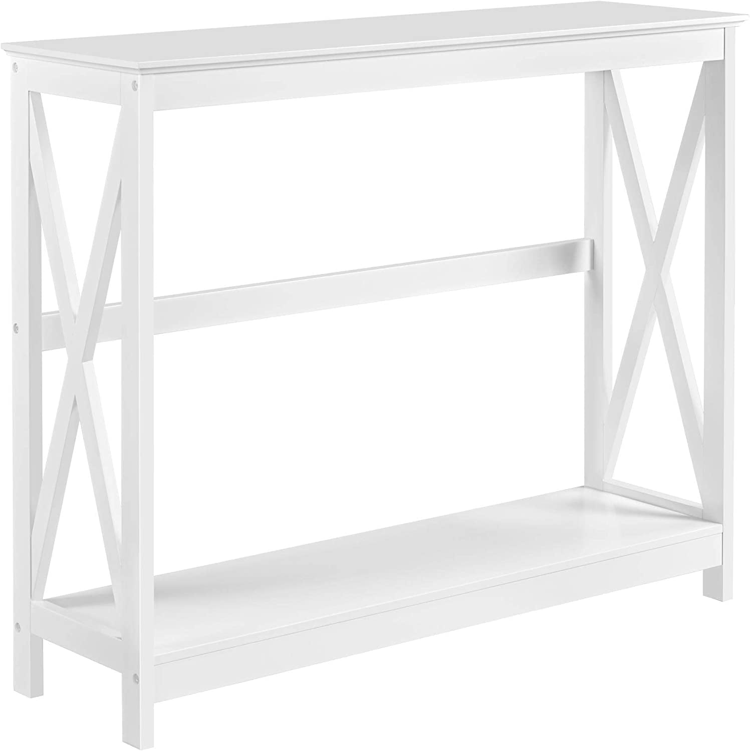 2 Tier X-Design Console Table with Large Storage Shelf Accent Sofa Side ...